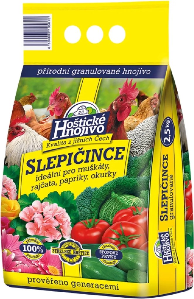 Hoštické hnojivo Slepičince granulované, 2,5 kg