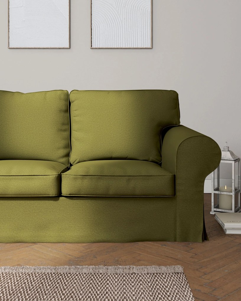 Potah na pohovku IKEA Ektorp 3-místná, rozkládací STARÝ MODEL PIXBO barva zelená látka pletený vzor