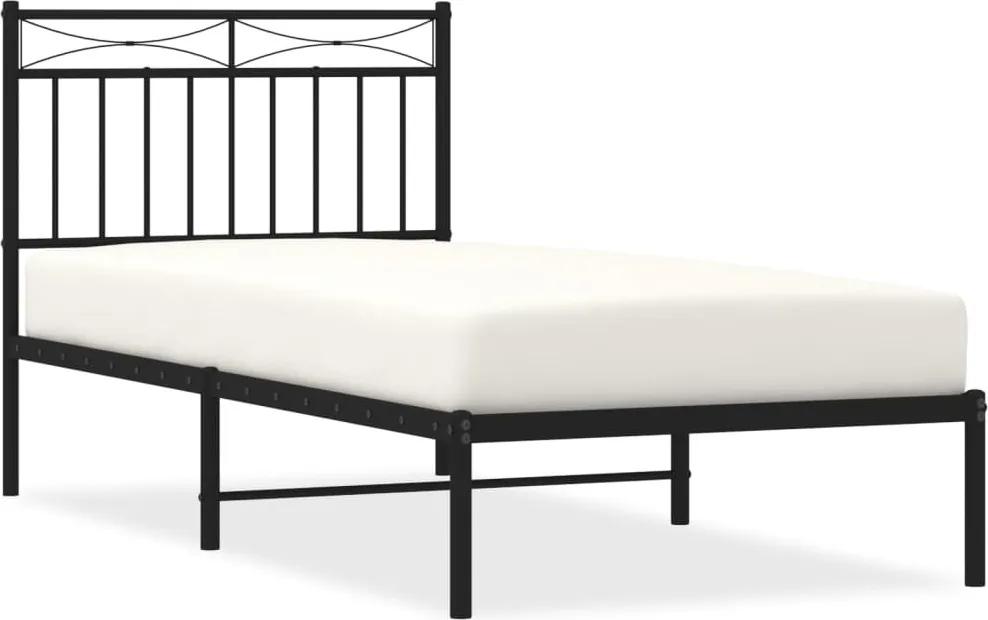 vidaXL Kovový rám postele s čelem 90 x 190 cm [373683] Barva: Černá