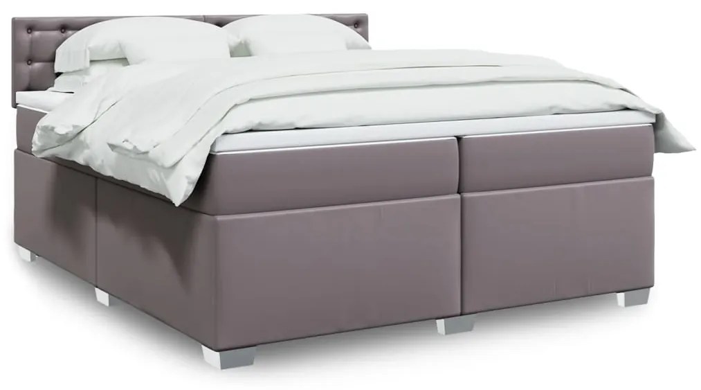 Box spring postel s matrací šedá 200x200 cm umělá kůže