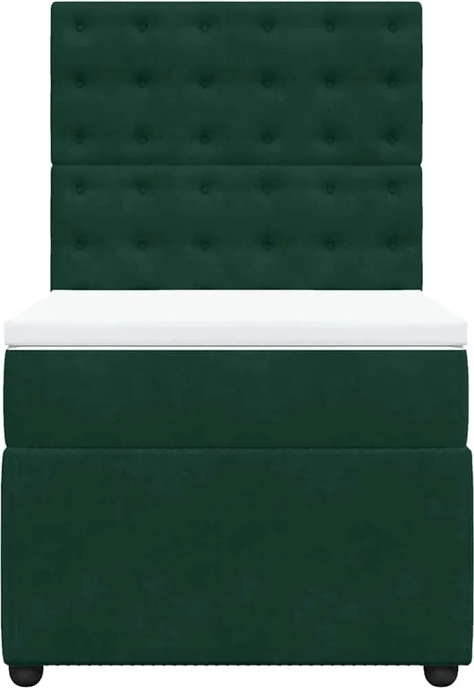 Box spring postel s matrací tmavě zelená 90x200 cm samet 3294553