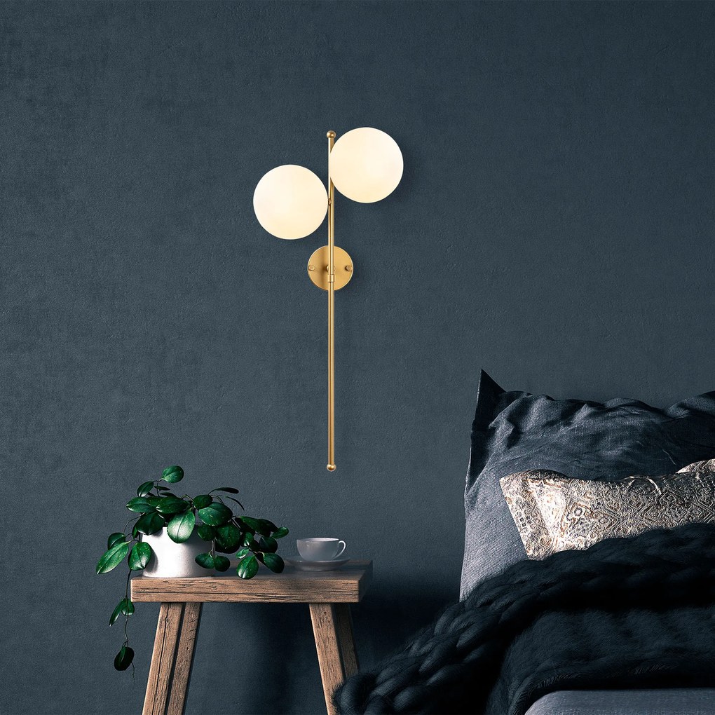 OPVIQ Nástěnné světlo FAZLI zlaté mléčné