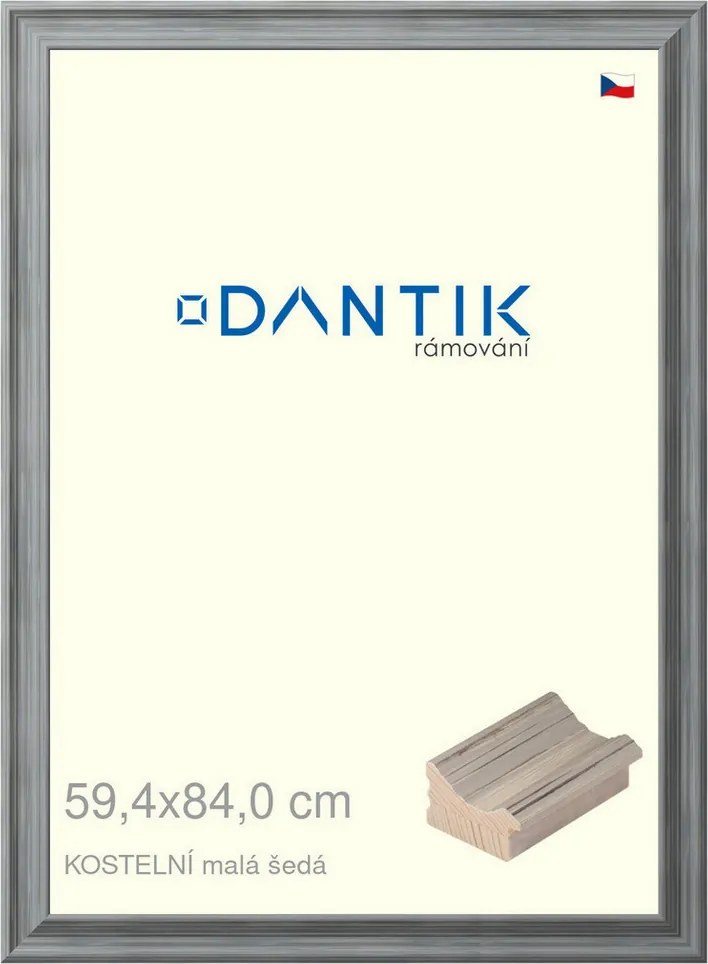 DANTIK rámeček 59,4x84 | KOSTELNÍ malá šedá (Plexi Čiré)