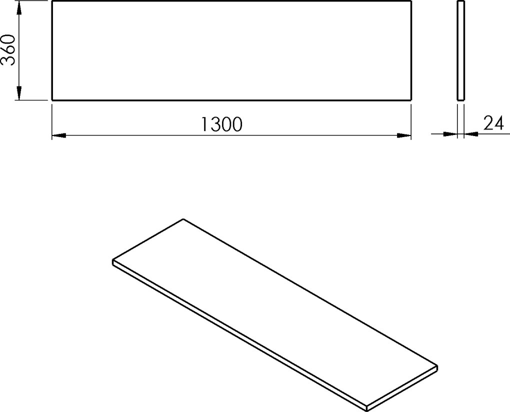 Sapho PLATO deska Rockstone 1300 x 24 x 360 mm bílá mat PL136-0101