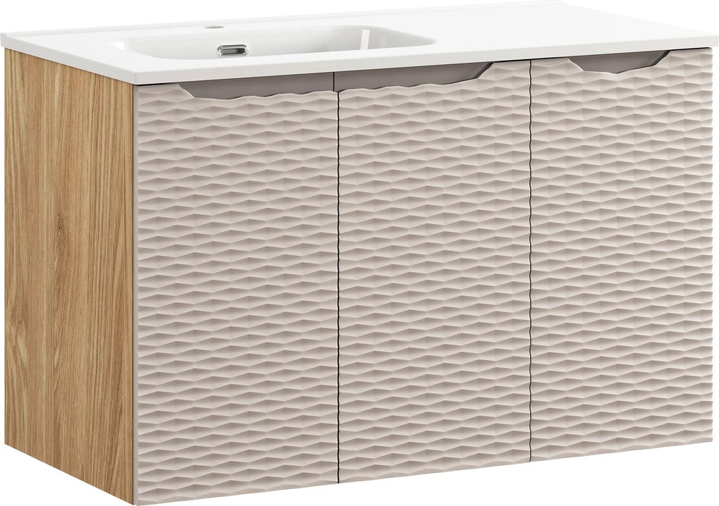 Comad Koupelnová skříňka s keramickým umyvadlem Ocean Beige 90 cm - béžová
