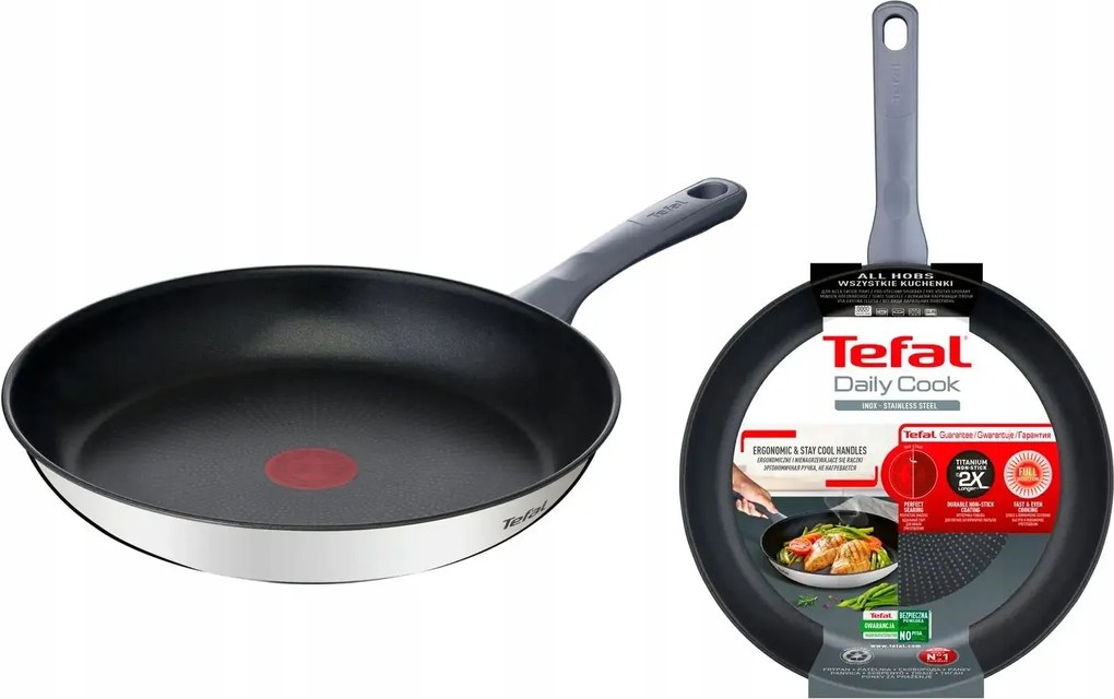 Pánev Tefal Daily 28 CM Titanová Indukce Inox Nerezová Ocel Plyn