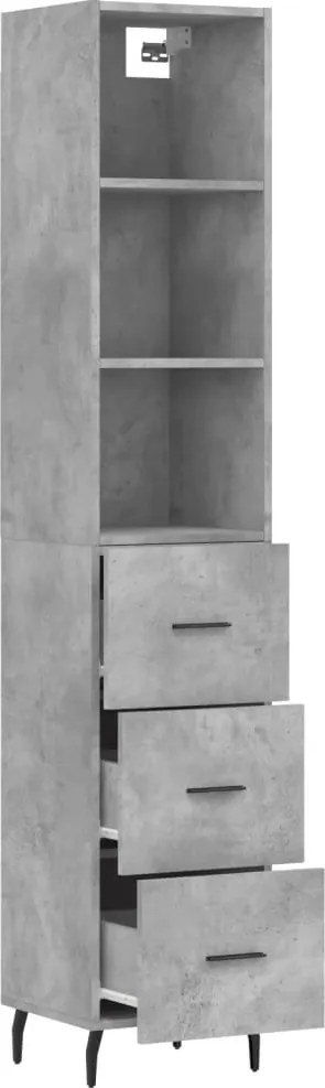 vidaXL Skříň highboard 34,5 x 34 x 180 cm kompozitní dřevo [3189721] Barva: Betonová šedá