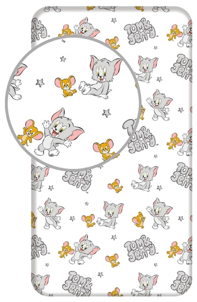 Jerry Fabrics Bavlněné napínací prostěradlo 90x200 + 25 cm - Tom a Jerry "TJ050"