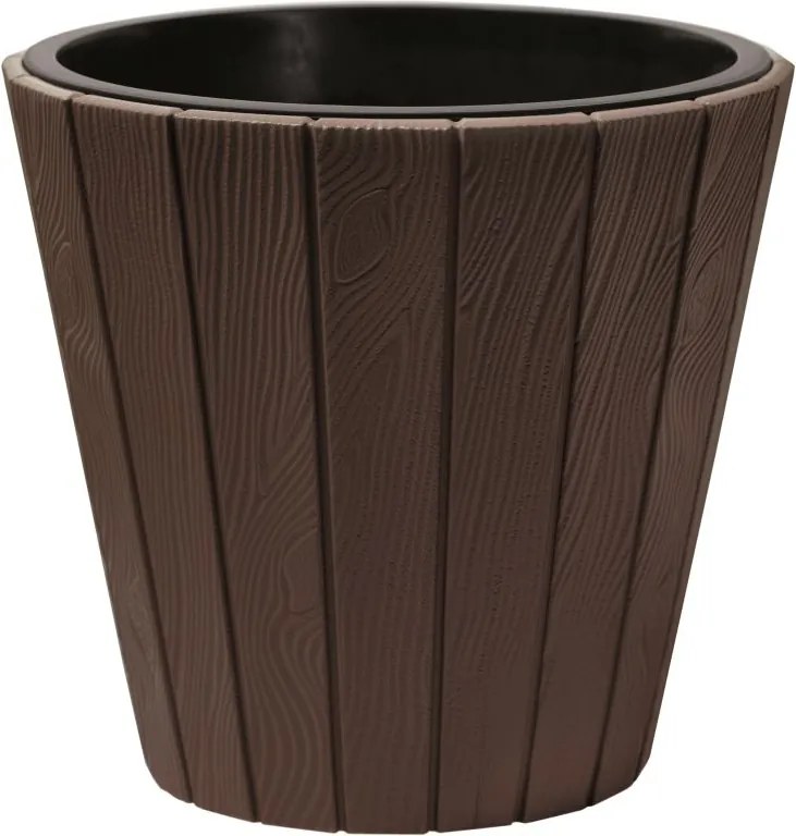 PRO Květináč WOODE + vklad hnědý 29,9 cm