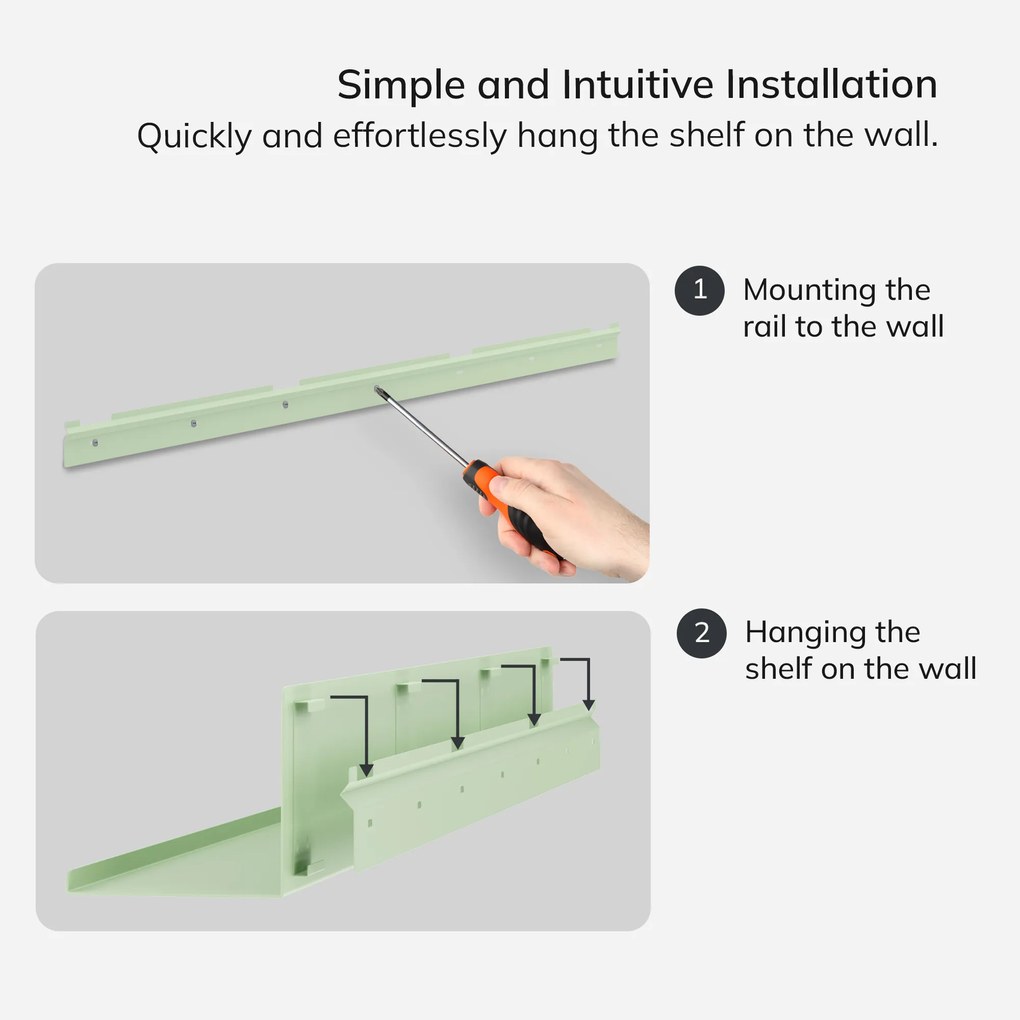 Polička na zeď JOANNE 1200 mm, Fresh Style: pastelová zelená