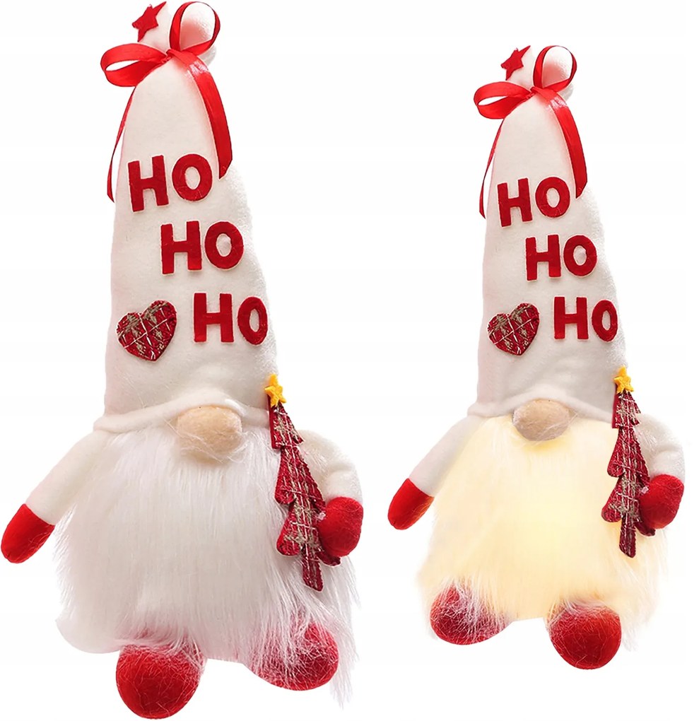 Vánoční LED skřítek 36 cm - "HO HO HO"