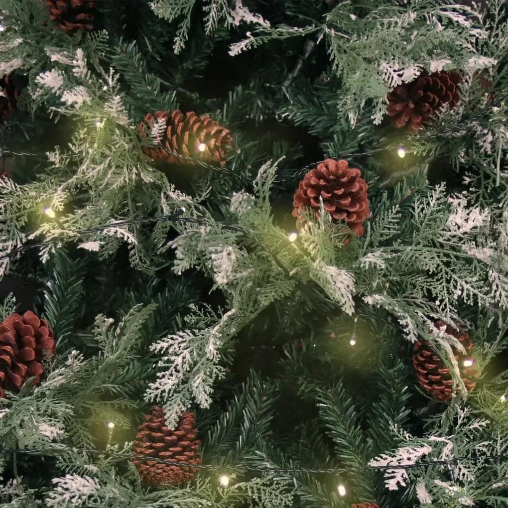 vidaXL Vánoční stromek s LED a šiškami zelený a bílý 225 cm PVC a PE [3094566]