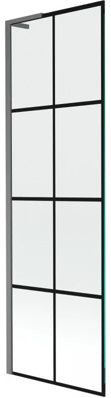 Mexen Next L, 1-křídlová vanová zástěna 60 x 150 cm, 6mm čiré sklo-černý vzor, grafitový profil, 895-060-000-03-77-66