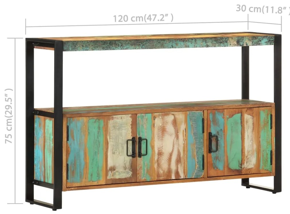 vidaXL Marketos Příborník 120 x 30 x 75 cm masivní recyklované dřevo