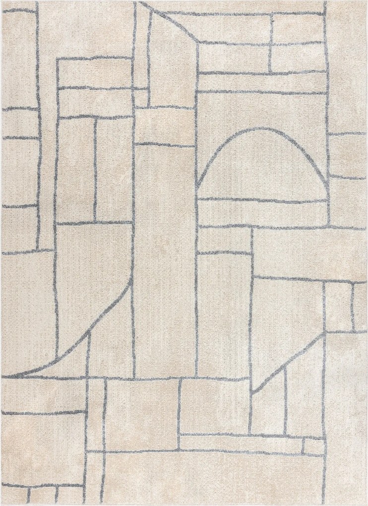 Dywany Łuszczów, Kusový koberec Fusion 0806 cream/l. grey, 140x190, bílá, kancelář