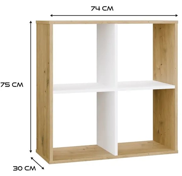 FALCO Regál Manja 2x2 Odstín: Bílá