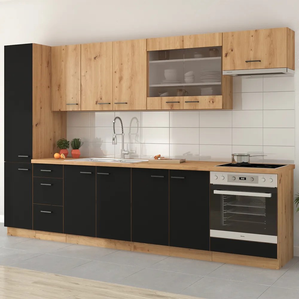 MODENA | dolní skříňka 80 D 3S se zásuvkami | 80 cm | PREMIUM BOX | artisan/černá mat
