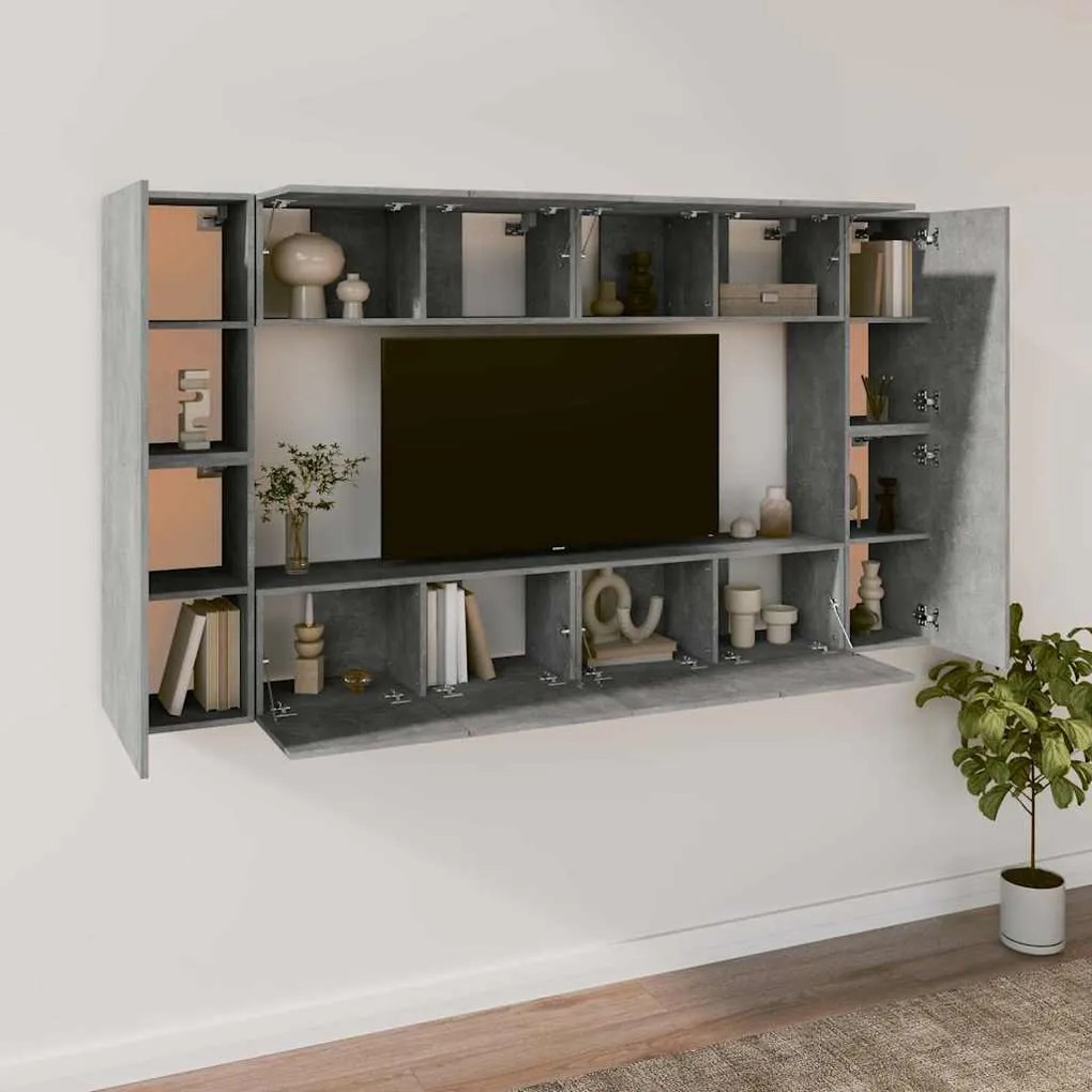 8dílný set TV skříněk betonově šedý kompozitní dřevo 3114289