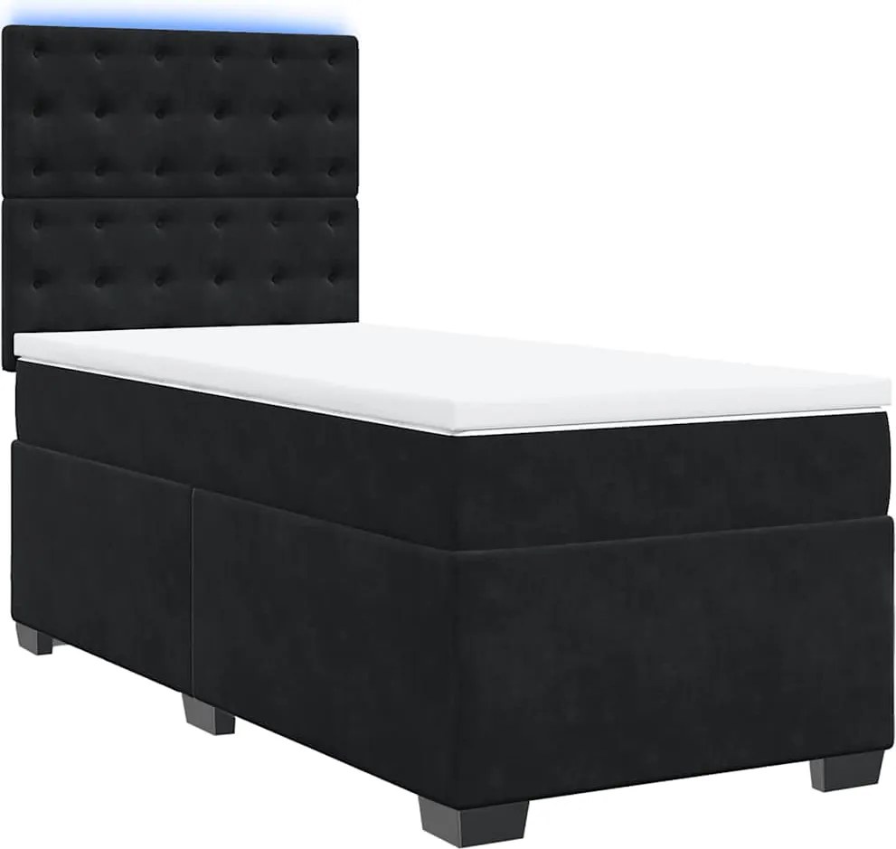Box spring postel s matrací černá 80 x 200 cm samet 3293076