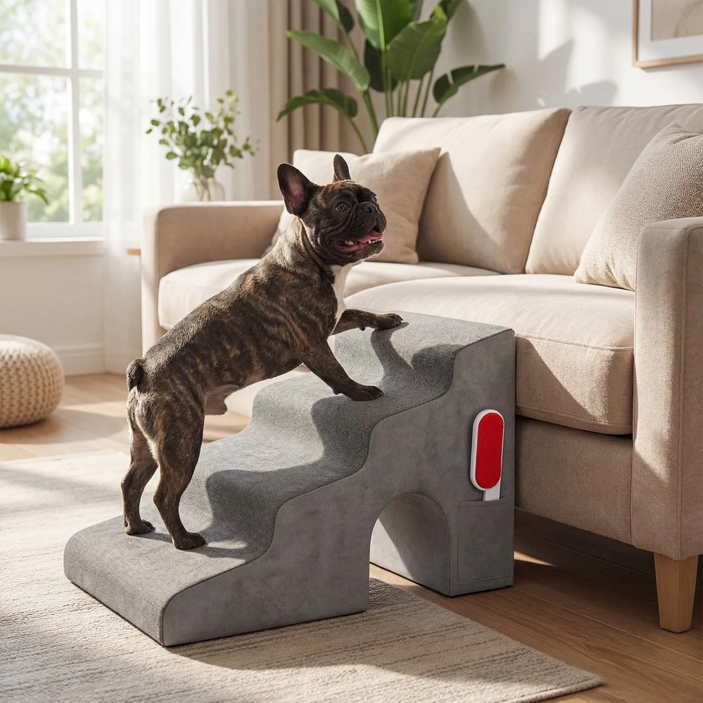 Costway Schodiště pro psy 4 Schody Pet Schody 43 cm vysoké s otvorem