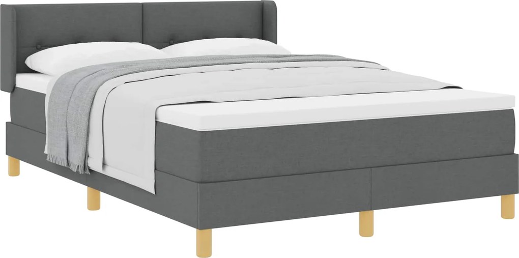 Postel s boxspringem s čelo Tmavě šedá 200 x 140 cm textil 3341294