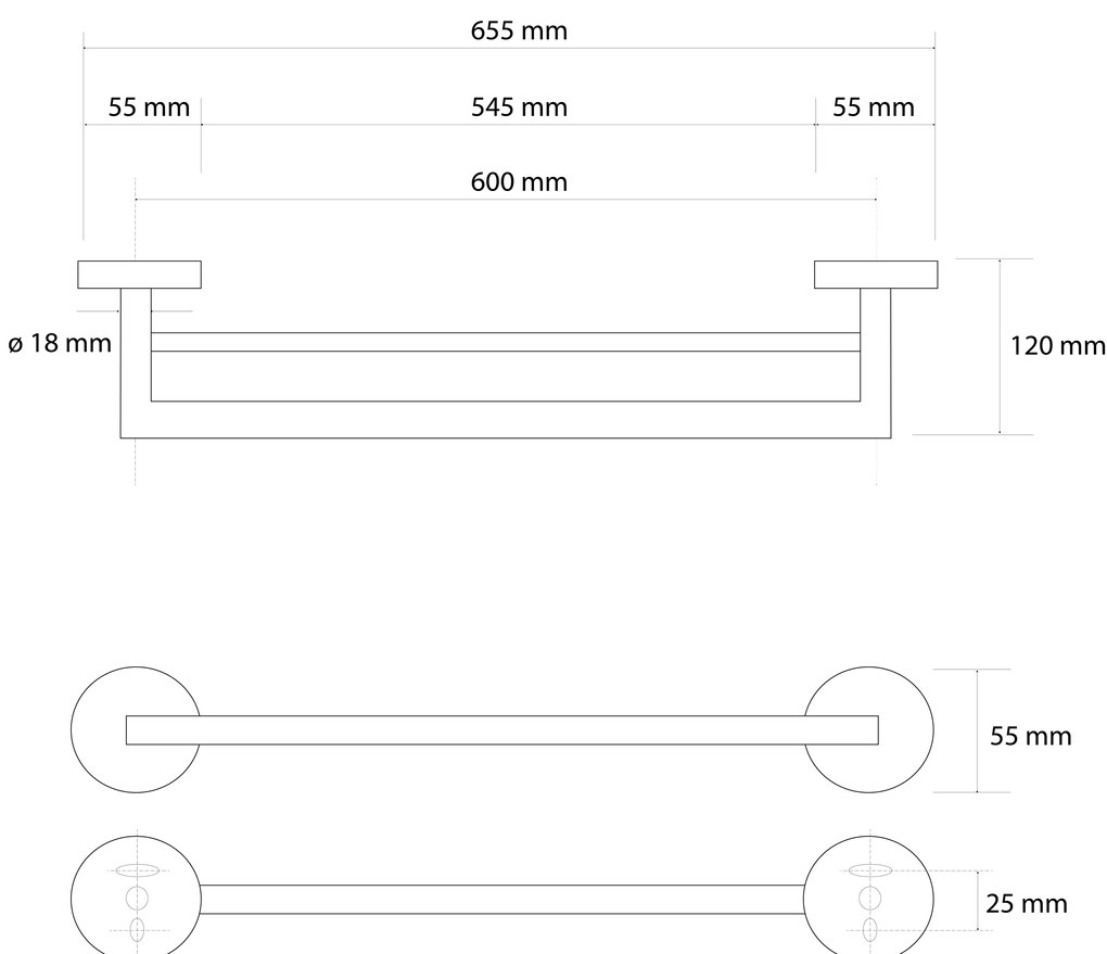 Sapho, X-ROUND GOLD dvojitý držák ručníků, zlatá, XR401GB