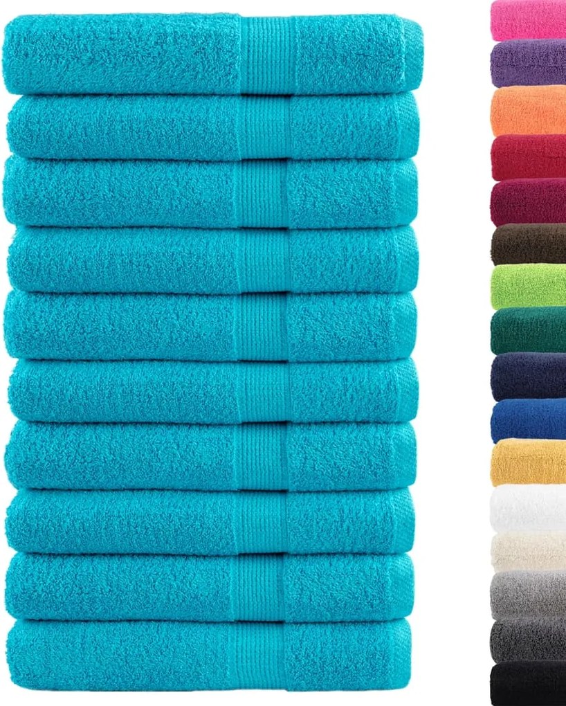 Premium ručníky SOLUND 10 ks tyrkysové 100x200 cm 600 g/m² 137463