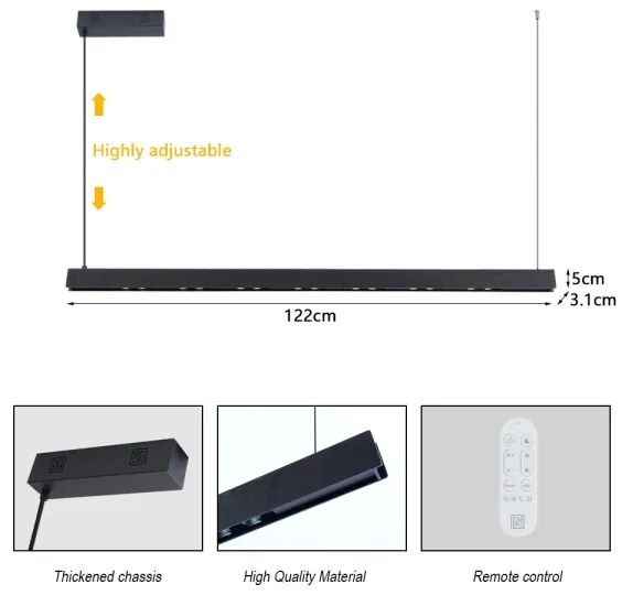 Immax NEO 07300L-LED Stm lustr na lanku MADEIRA 26W/230V Wi-Fi Tuya 122 cm ořech