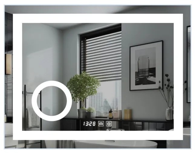 LED zrcadlo 80 × 60 cm s kosmetickým zrcátkem, 3× zvětšení