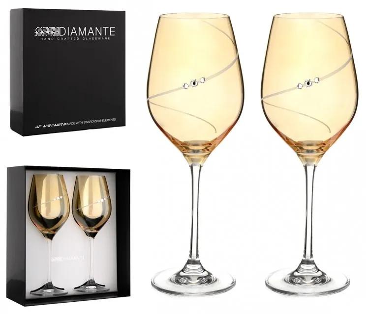 Dekorant svatby Svatební sklenice na bílé víno Silhouette City Amber s krystaly Swarovski 360 ml 2KS