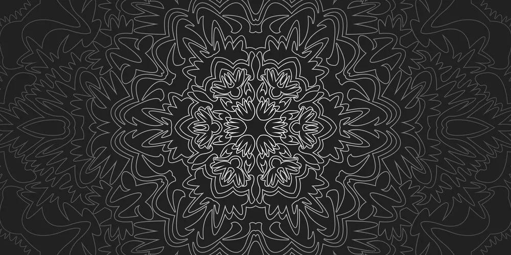 Obraz ornamentální Mandala v černobílém provedení