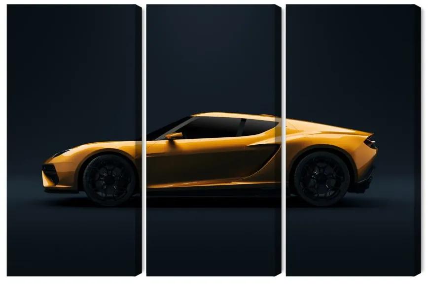 Vícedílný obraz Žluté 3D Sportovní Auto Nedostatek Nedostatek Přírodní plátno 120x80