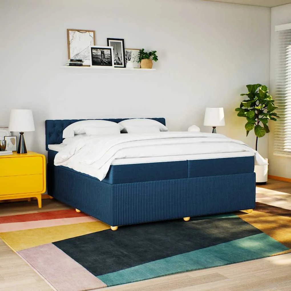 Box spring postel s matrací modrá 200x200 cm textil 3289876