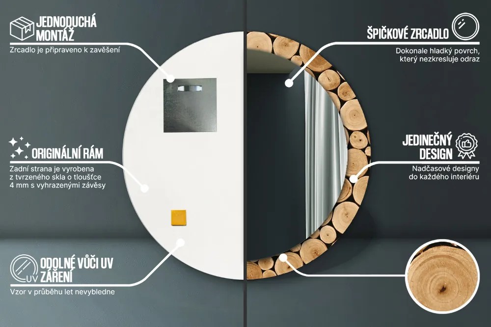 Kulaté dekorativní zrcadlo Protokoly fi 90 cm