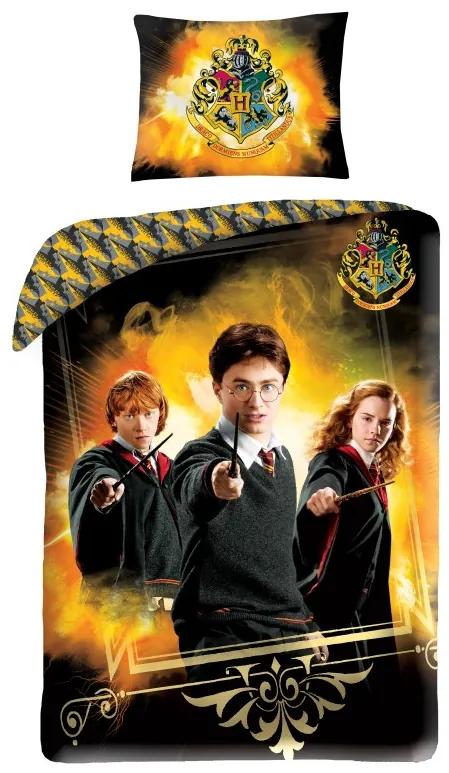 HALANTEX Povlečení Premium Harry Potter gold Bavlna, 140/200, 70/90 cm