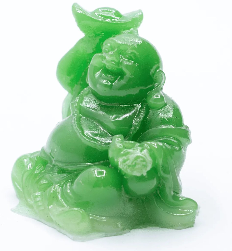 Milujeme Kameny Smějící se Buddha hojnosti - soška Feng shui - zelená Z2