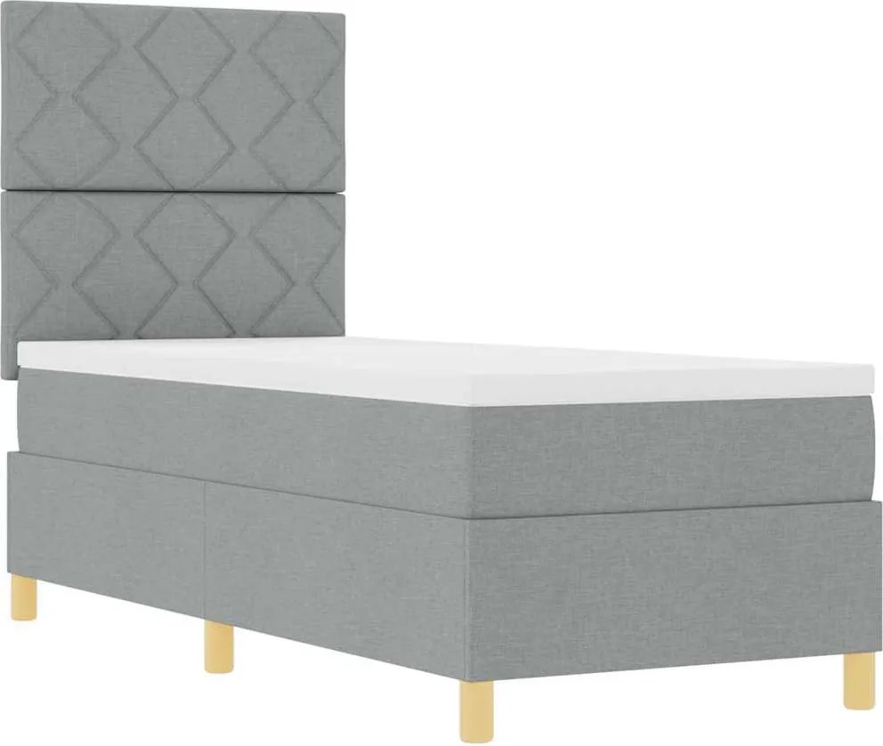 Postel s boxspringem s čelo Světle šedá 80 x 200 cm textil 3339651