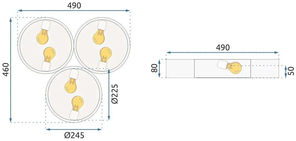 Toolight, stropní svítidlo APP878-C 3x40cm, černá, OSW-07877