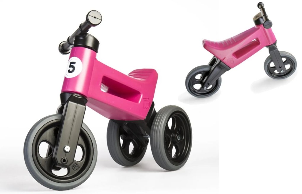 Odrážedlo FUNNY WHEELS Rider Sport růžové 2v1, výška sedla 28/30cm nosnost 25kg 18m+ v sáčku