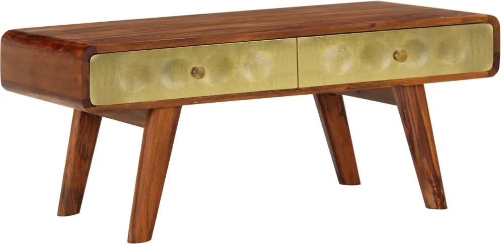 Konferenční stolek - masivní sheesham + zlatý potisk | 90x50x40 cm