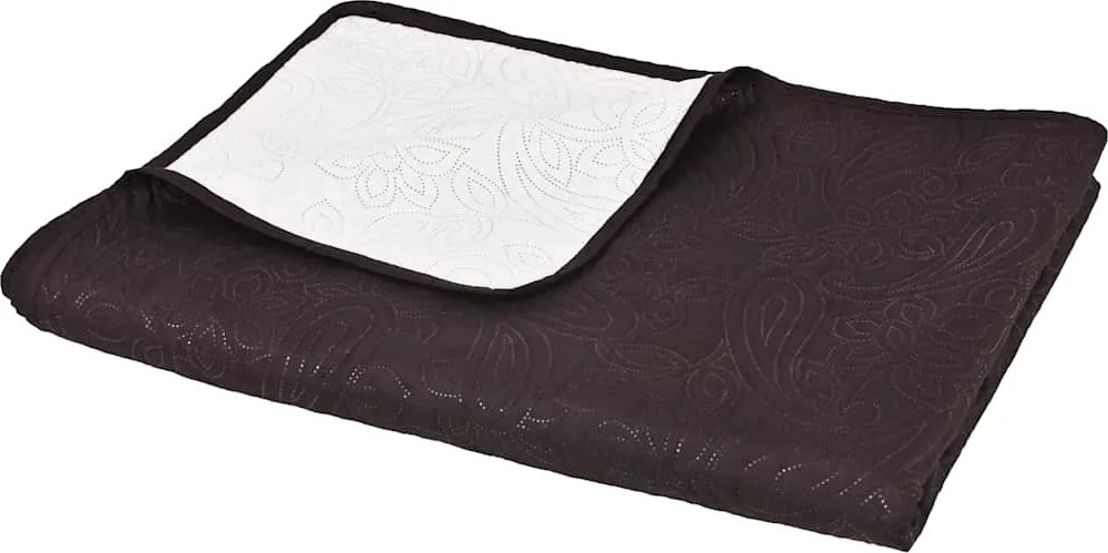 Oboustranný prošívaný přehoz na postel 170x210 cm hnědo-krémový 132962