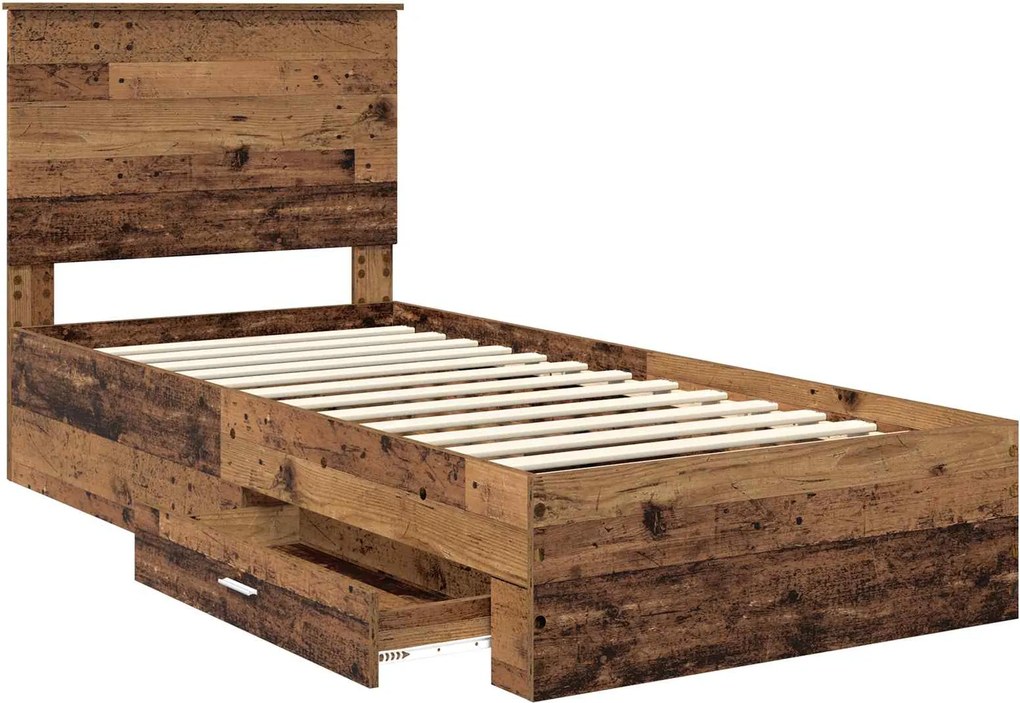 Rám postele s čelo Staré dřevo 90 x 200 cm Kompozitní dřevo 3409710