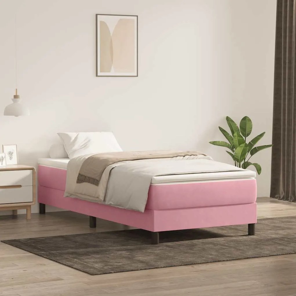 Postel Box Spring bez matrace růžová 80x220 cm samet 3315854