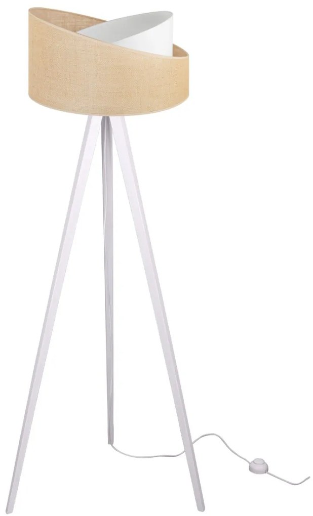 Podlahová lampa JUTA, 1x jutové/bílé textilní stínítko, (výběr z 5 barev konstrukce)
