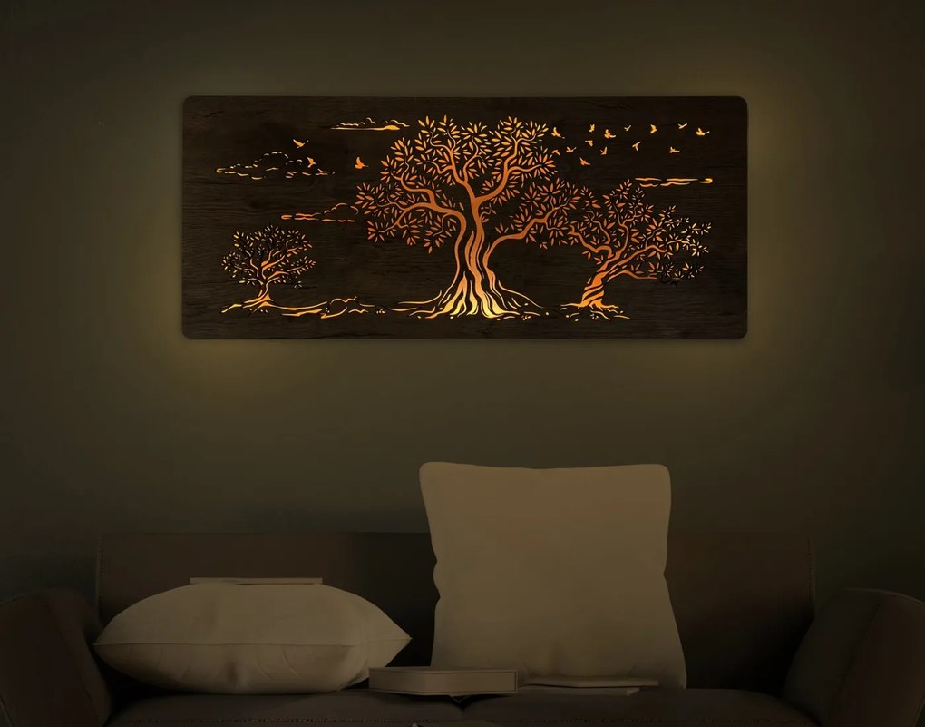 Li-Go "Tři olivy" světelný obraz 230V 110x50 cm provedení povrchu: jedle