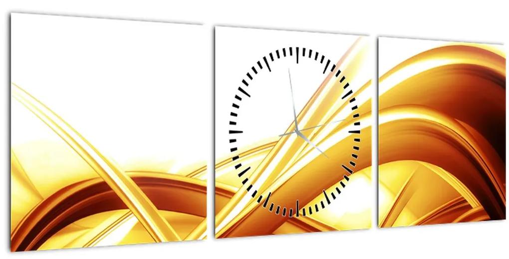 Obraz - Žlutá abstrakce (s hodinami) (90x30 cm)