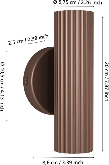 Eglo 902036 - Nástěnné svítidlo PORTILLO 2xGU10/5W/230V hnědá