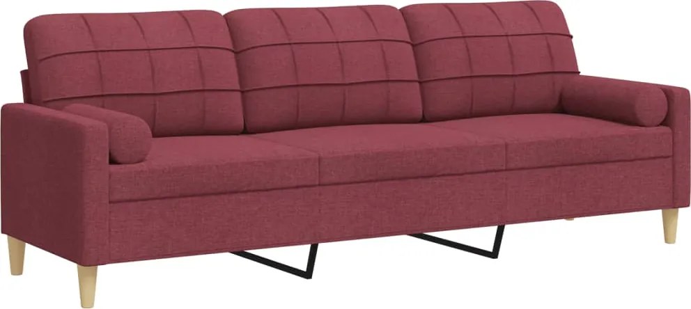 3místná pohovka s polštáři vínová 210 cm textil 3278207