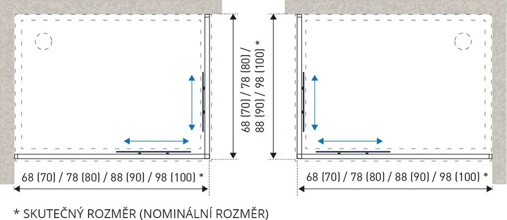 Novoterm Modul sprchového koutu NV-Olga SC Element BL 90, černá/transparent - bez vaničky
