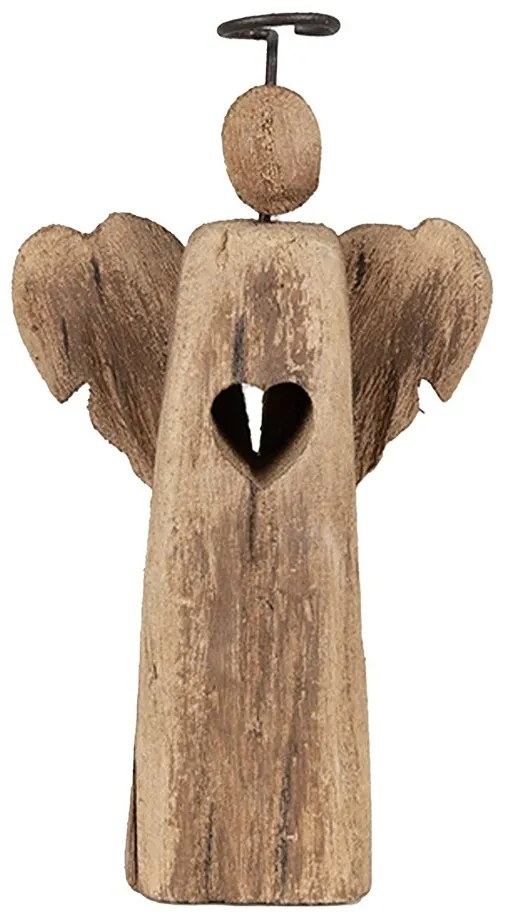 Dekorace dřevěný anděl Antique se srdíčkem - 13*5*22 cm